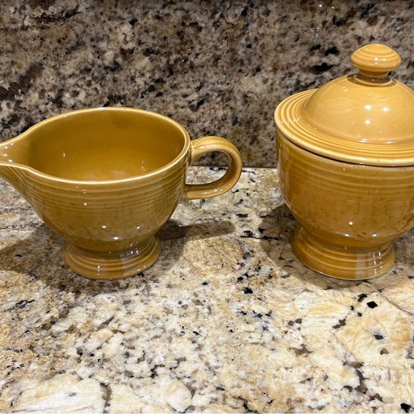 Fiesta | Kitchen | Vintage Fiesta Antique Gold Creamer And Lidded Sugar ...